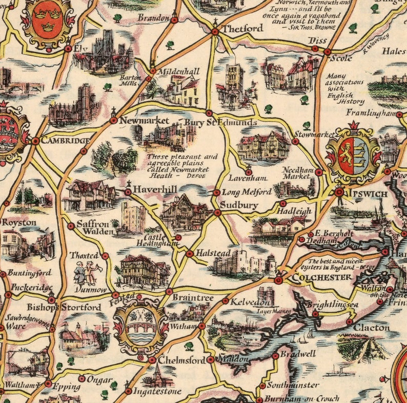 Historic Pictorial Map : Esso Pictorial Plan of the Eastern | Etsy