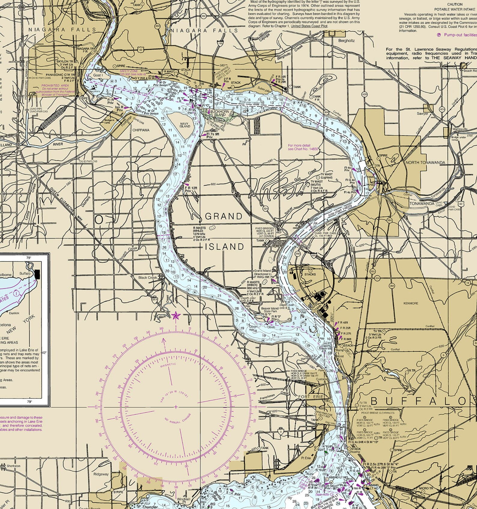 Nautical charts of Approaches to Niagara River & Welland Canal | Etsy