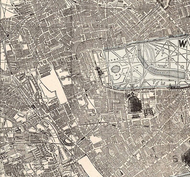 Historic London Map England U.K. 1893. Restoration Hardware | Etsy