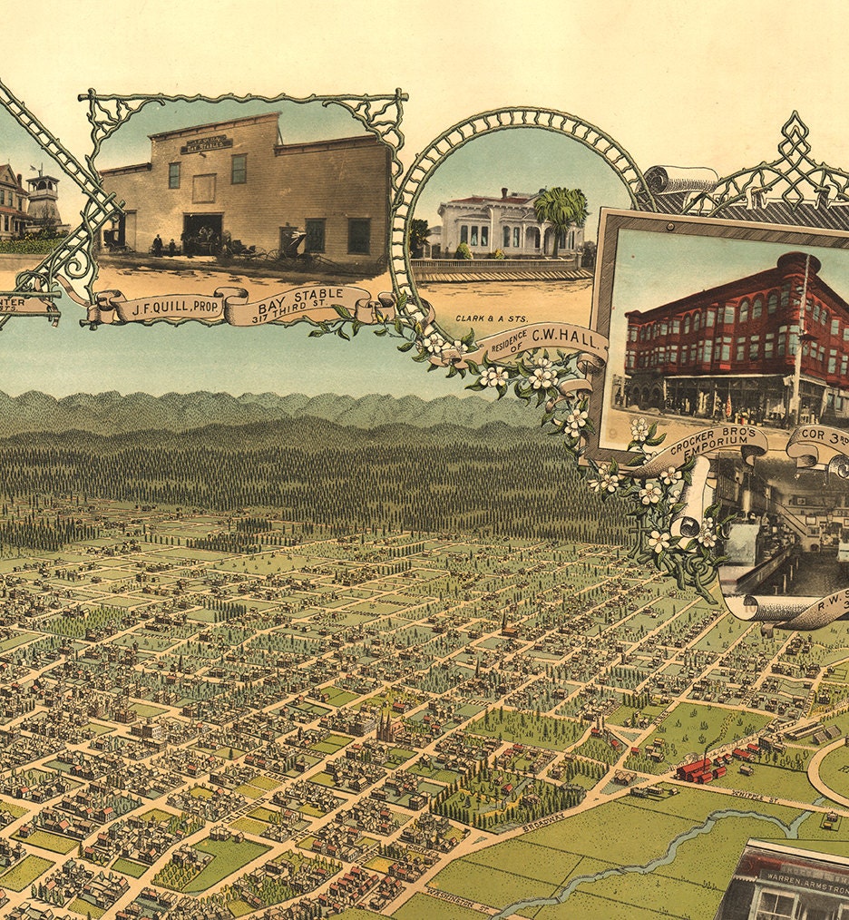 Map of Eureka Humboldt Co. California CA 1902. Vintage - Etsy
