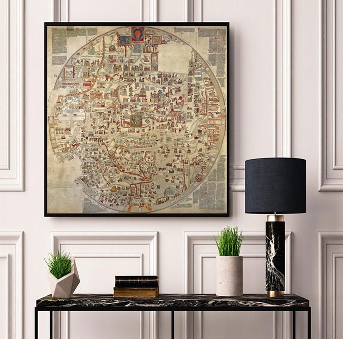 Ebstorf Map Mappa Mundi Medieval European Map of the World by Gervase ...