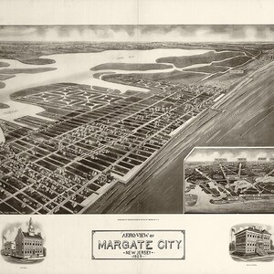Map of Margate City, Atlantic Co., New Jersey 1925. Vintage Restoration ...