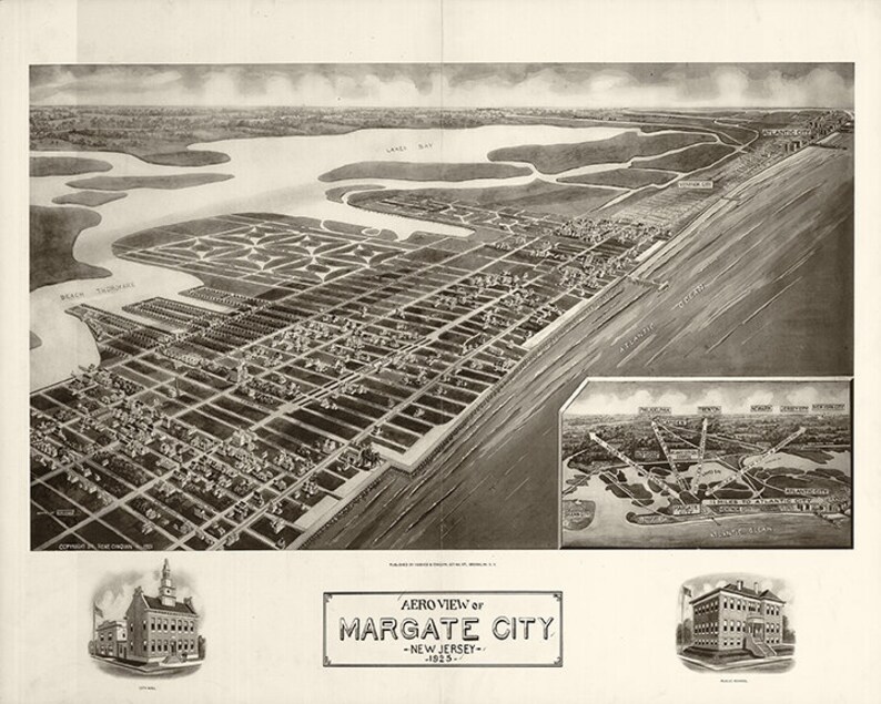 Map of Margate City Atlantic Co. New Jersey 1925. Vintage - Etsy