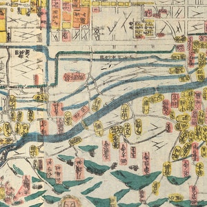 Map of Kyoto, 1863. Vintage Restoration Hardware Home Deco Style Old ...