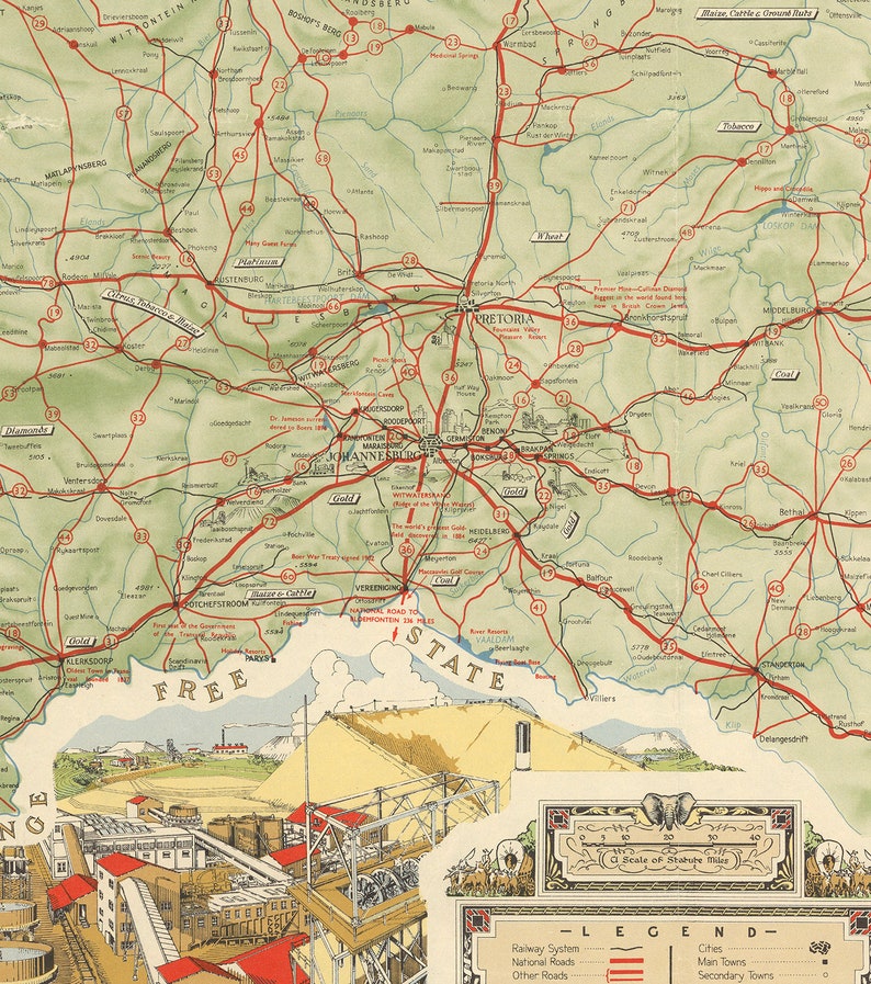 Map of the Transvaal : a Guide to Its Pleasure Resorts & - Etsy