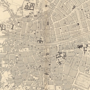 Map of City of Dublin, Ireland, 1851. Vintage Home Deco Style Old Wall ...