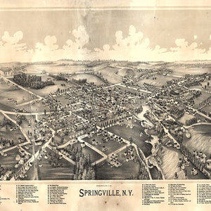 Map of Springville, Erie County, New York, NY, 1892 Home Deco Style Old ...