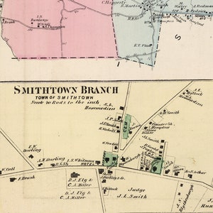 Map of Smithtown, Suffolk County, Long Island, New York NY 1873 ...