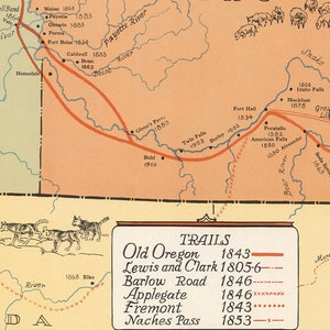 Map of Old Oregon Territory 1848. Vintage Home Deco Style Old Wall ...
