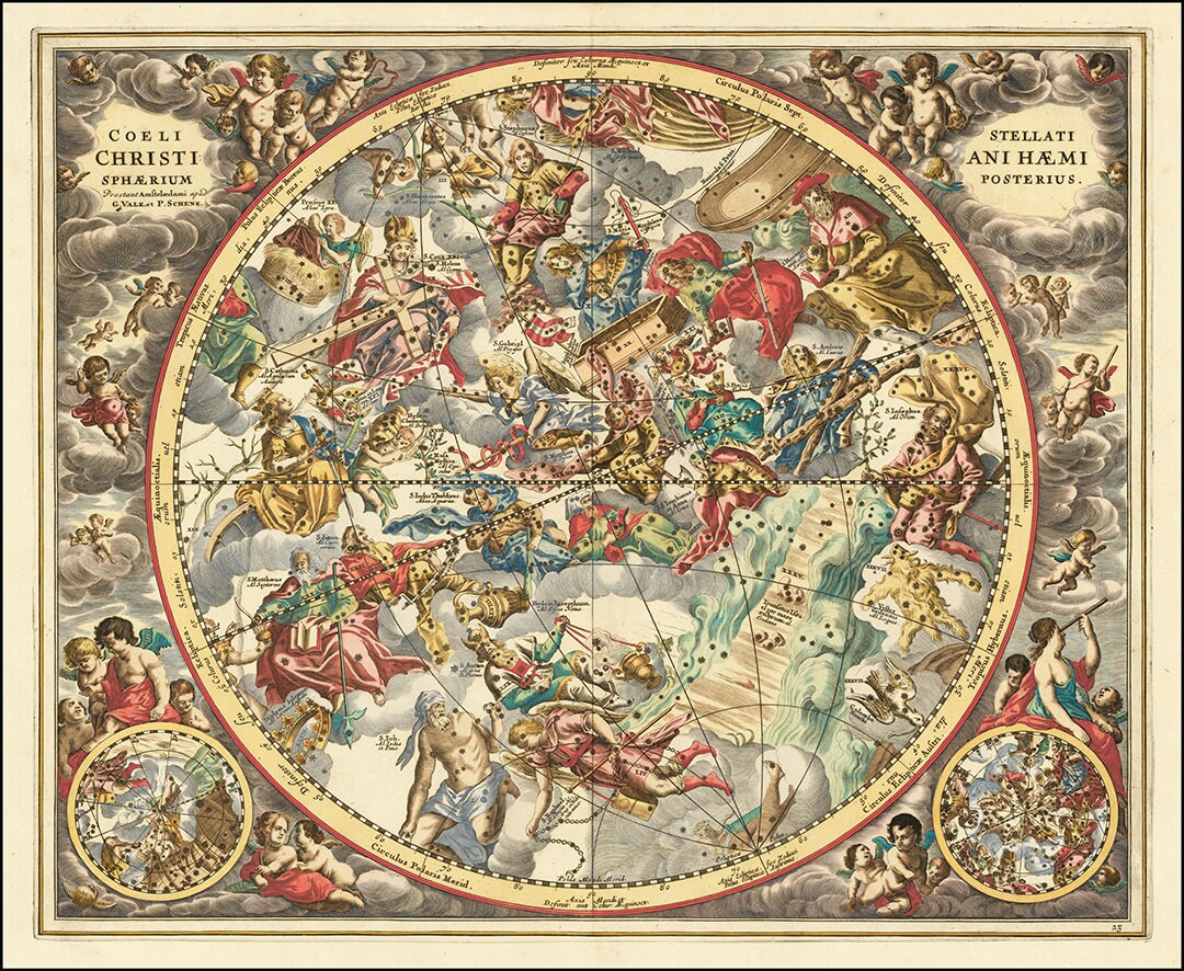 1660 Celestial Map of Constellations According to Christian Symbolism ...