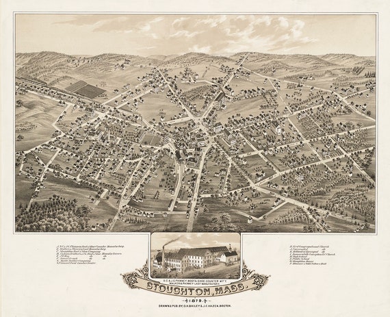 Map of Stoughton Norfolk Co. Massachusetts. 1879 Vintage | Etsy