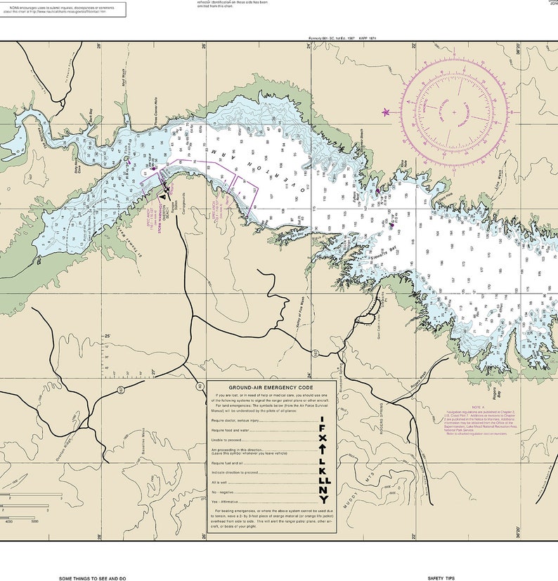 NOAA Nautical Charts of Lake Mead 18687 Arizona Nevada. Mormon - Etsy ...