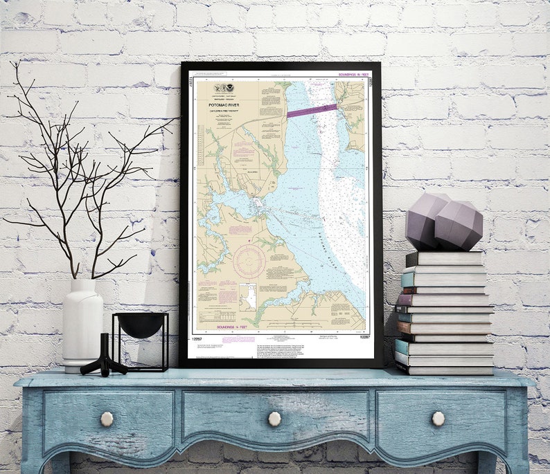 Potomac River Dahlgren Map – NOAA Nautical Chart 12287 Reproduction ...