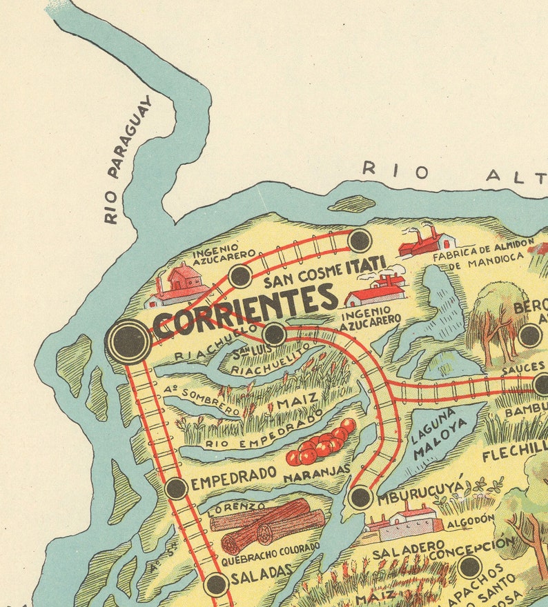Pictorial Map of Corrientes. Argentina. Vintage Home Deco | Etsy