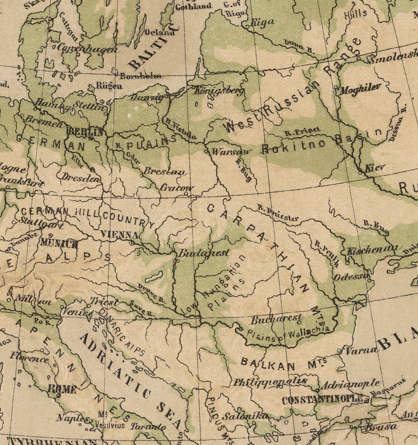 Map of Europe 1880. Vintage Home Deco Style Old Wall | Etsy