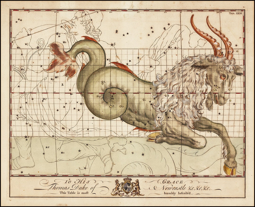 Chart of Capricornus. Zodiac Star Constellation Sign. Home Deco Style ...