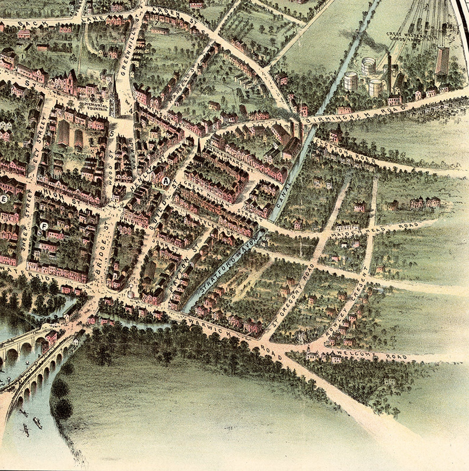 Map of Stratford on Avon Warwickshire England 1902. Vintage - Etsy