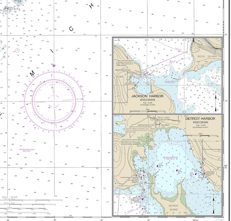 Nautical Chart of Upper Green Bay. Lake Michigan Wisconsin. - Etsy