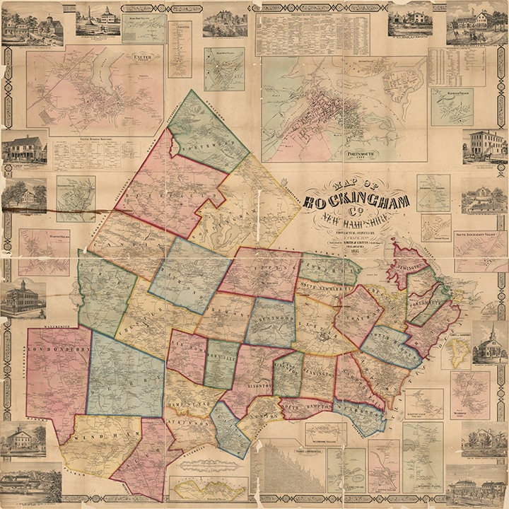 Map of Rockingham Co. New Hampshire 1857. Vintage Restoration - Etsy