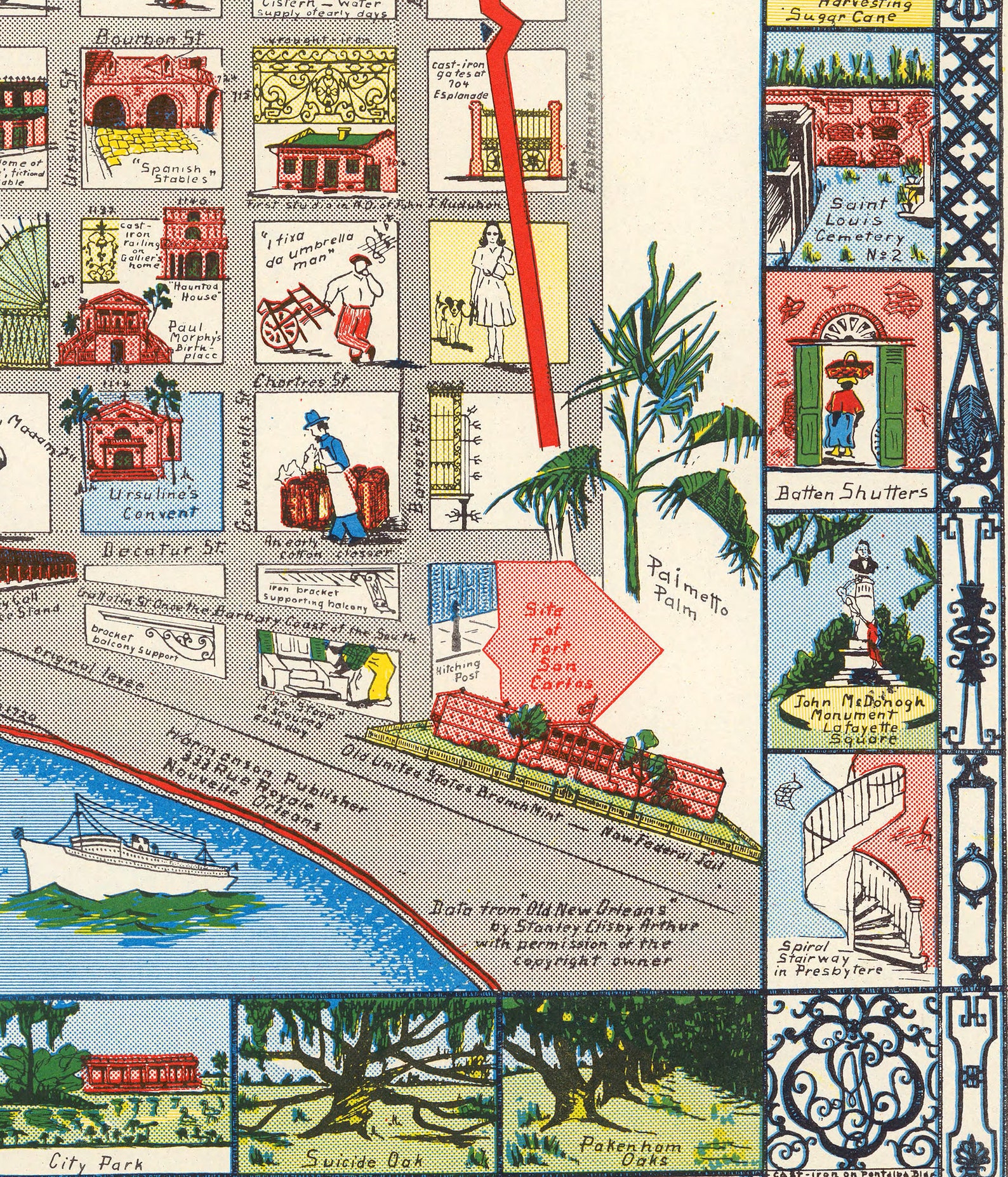 Map of French Quarter (vieux Carré / Barrio Francés) in New Orleans ...