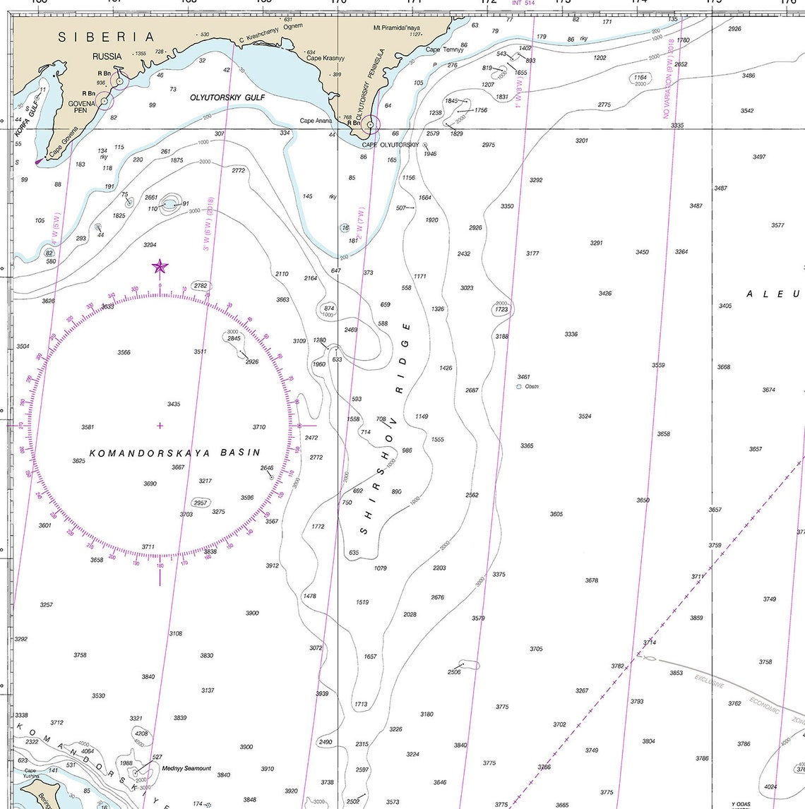 Nautical Charts of North Pacific Ocean. Southern Bering Sea. - Etsy UK