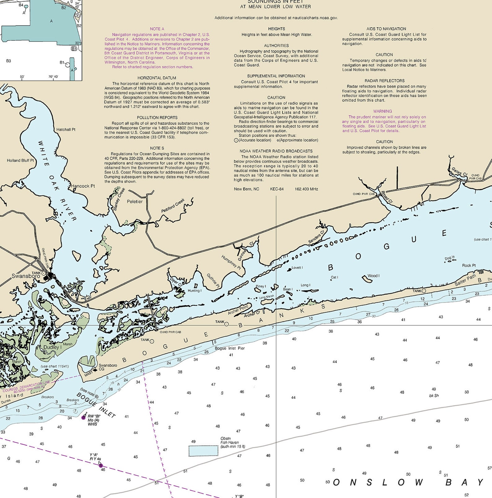 Nautical Charts of Cape Lookout to New River North Caroline. | Etsy