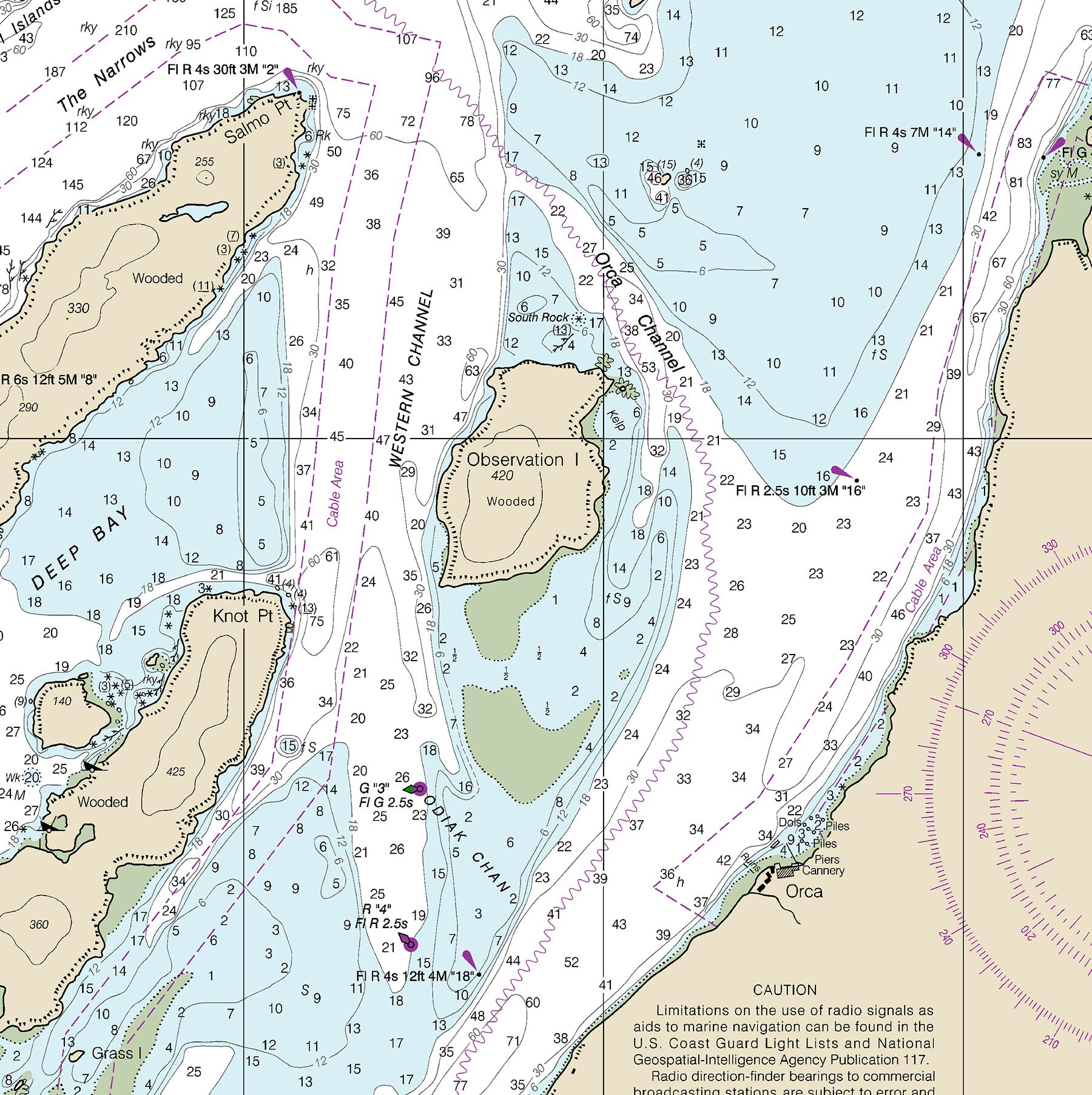 Nautical Charts of Orca Bay and Inlet. Channel Islands to - Etsy