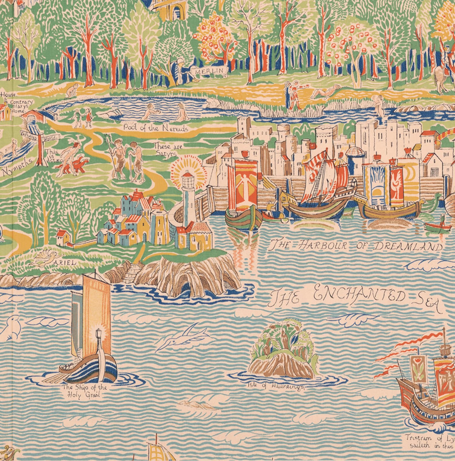 Bernard Sleigh's Map of the Fictive Place “fairyland” in 1920. Vintage ...