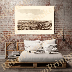 Map of Hamilton, Ontario in 1859, Showing Harbor in Distance; With Key ...