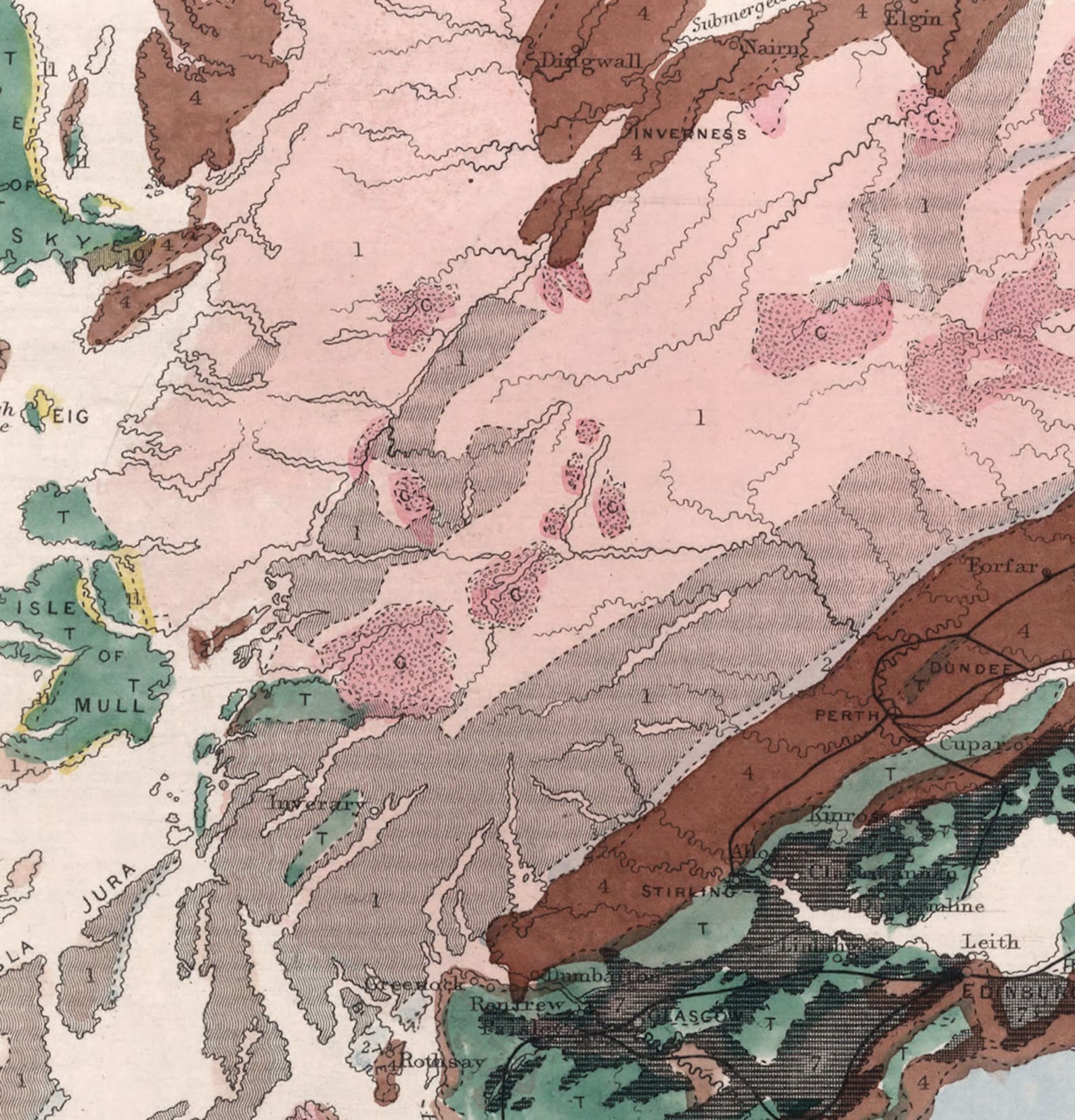 Map of Geological Map of Scotland 1849. Vintage Home Deco | Etsy