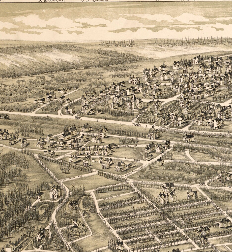 Map of Wollaston Massachusetts MA. 1890. Restoration | Etsy