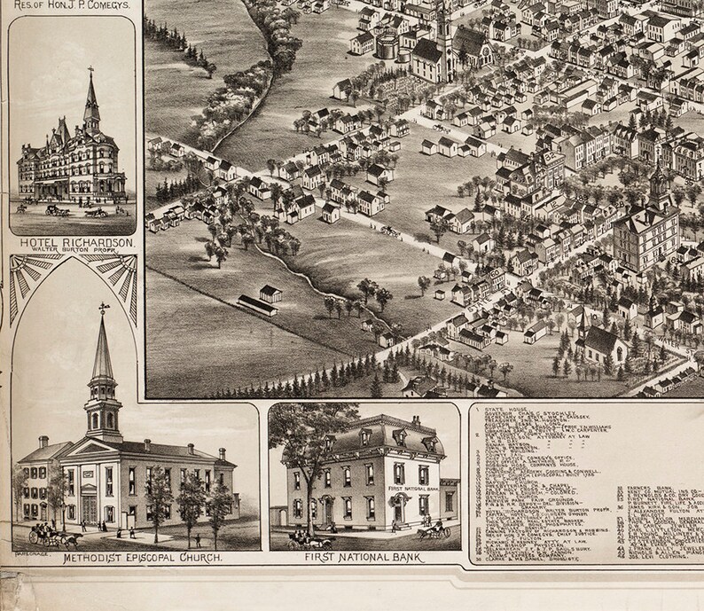 Map of Dover Kent County Delaware. 1885. Restoration | Etsy