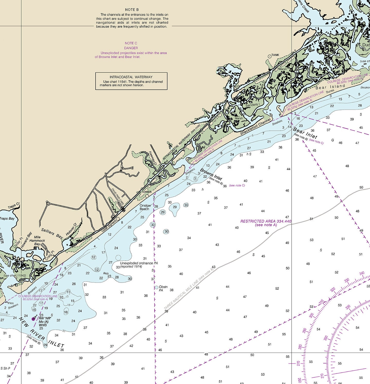 Nautical Charts of Cape Lookout to New River North Caroline. - Etsy