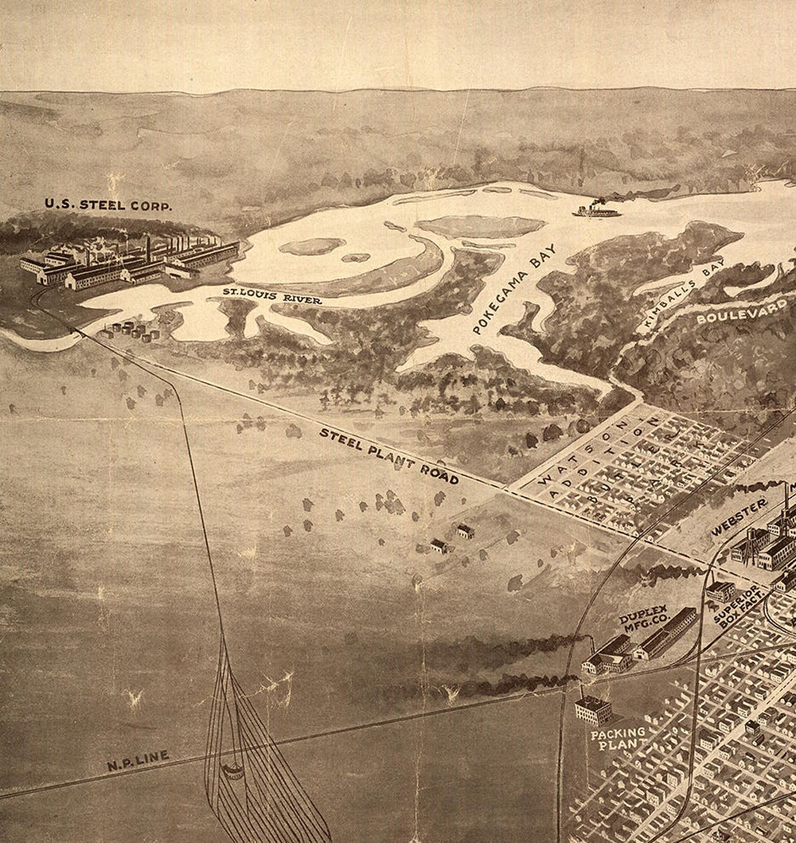 Map of Superior Douglas Co. Wisconsin 1913 WI. Vintage | Etsy