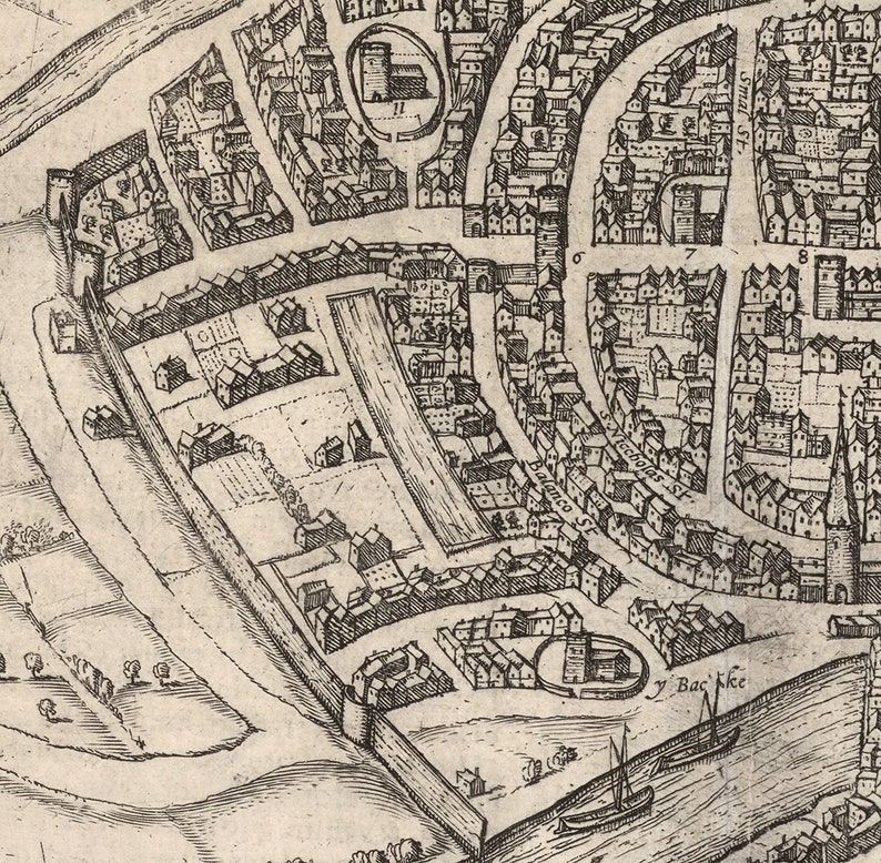 Map of Bristol and Clifton England U.K. 1581. Restoration - Etsy