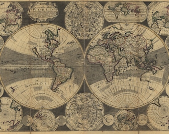 World Map Of Square Stationary Flat Earth 1893 Antique