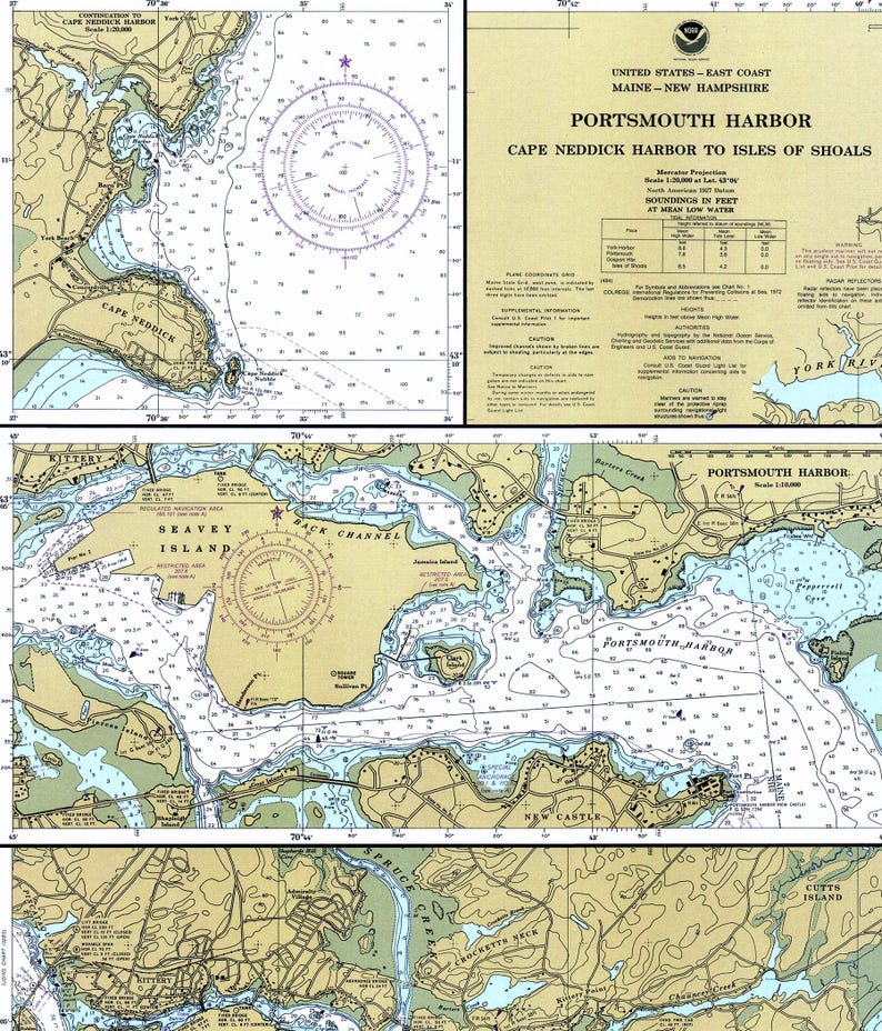 Portsmouth Harbor Map – Cape Neddick to Isles of Shoals | Maine & New ...