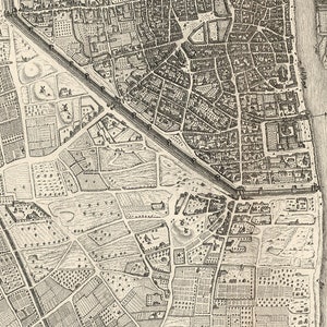 Map of Paris, France, 1380. Restoration Hardware Home Deco Style Old ...