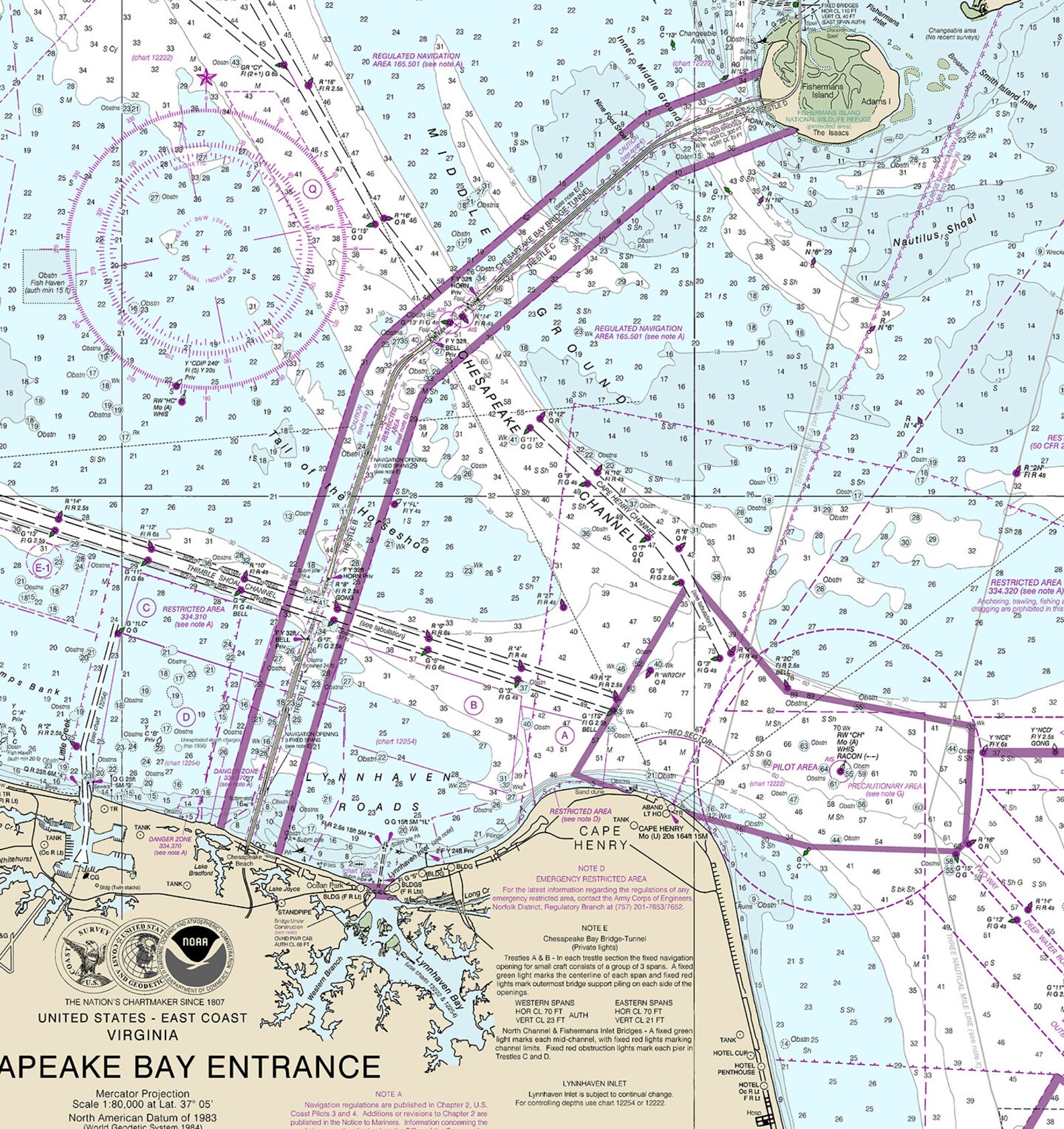 Nautical Charts of Chesapeake Bay Entrance. 12221 Maryland - Etsy