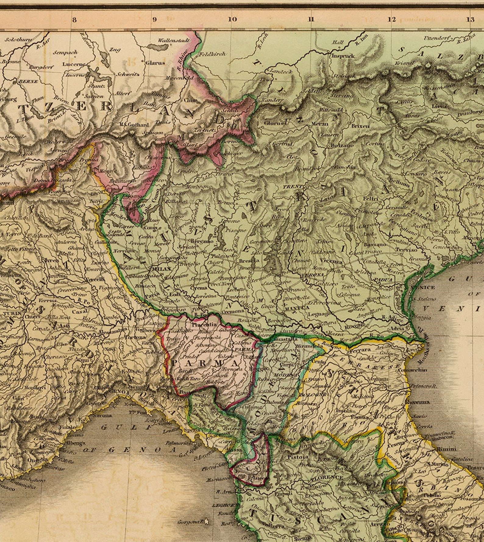 Map of Italien Italy 1831. Vintage Restoration Hardware Home - Etsy