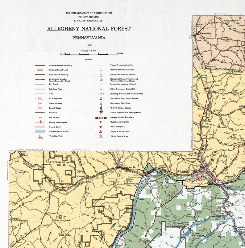 Map of Allegheny National Forest, Pennsylvania: 1973. Vintage Home ...