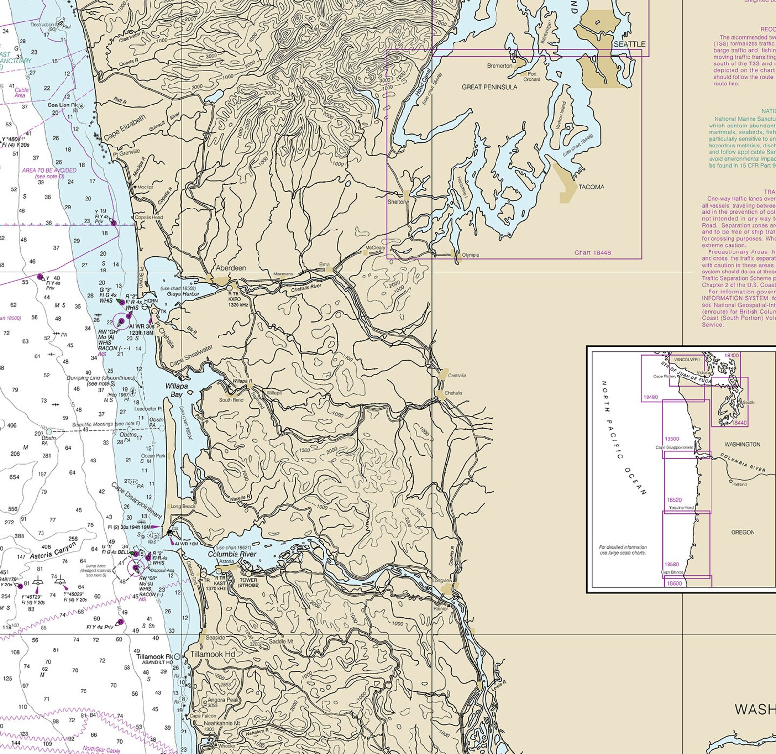 Nautical Charts of Cape Blanco to Cape Flattery 18003. Oregon - Etsy UK