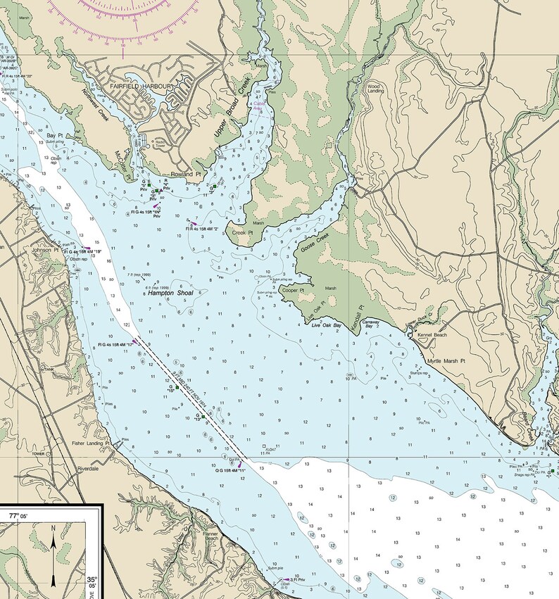Nautical Charts of Neuse River and Upper Bay River North - Etsy