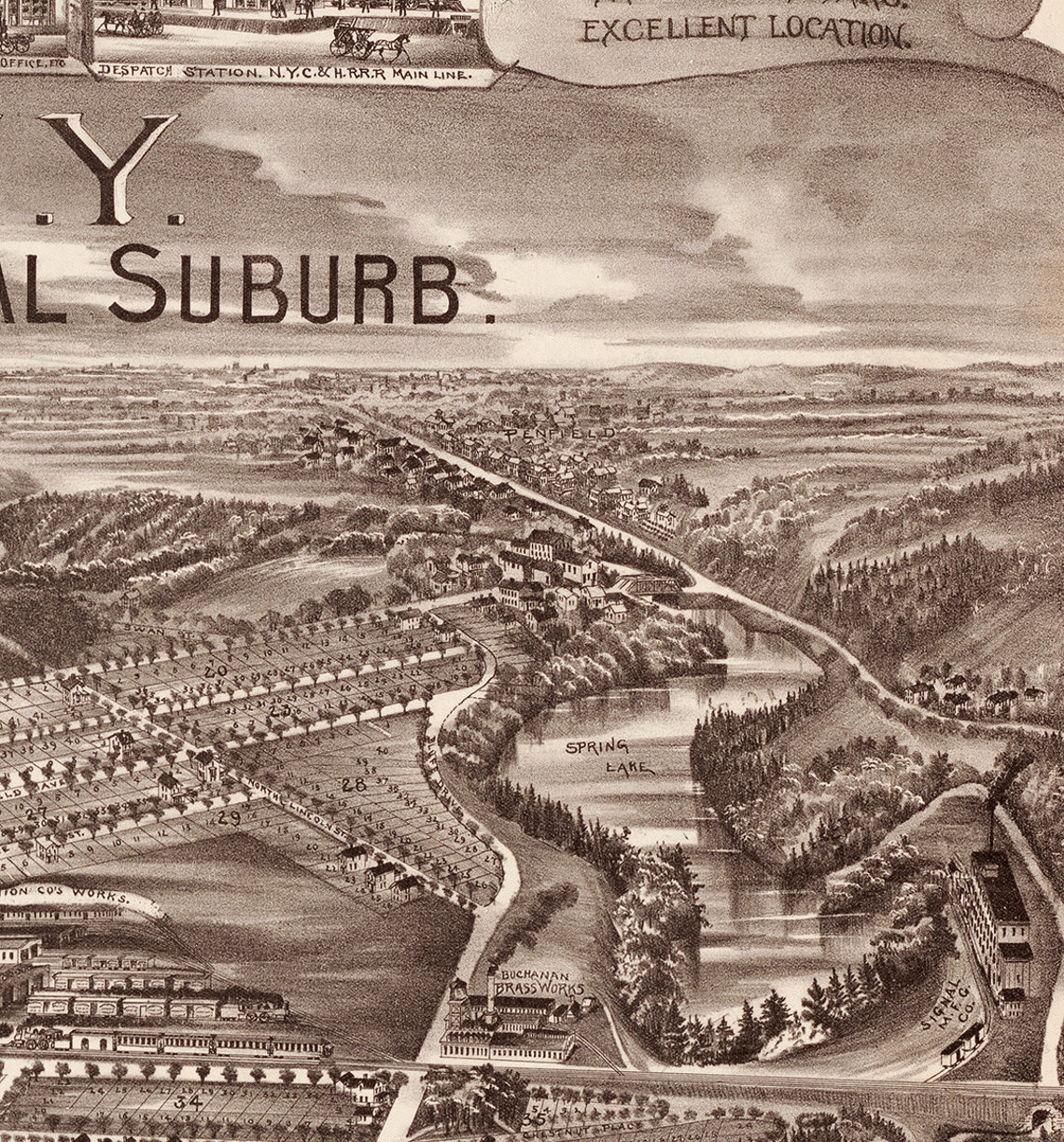 Map of Despatch East Rochester Monroe County New York NY | Etsy