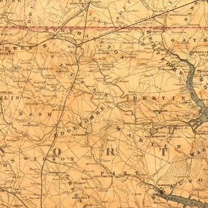 Map of Eastern North Carolina With Part of Virginia and South Carolina ...