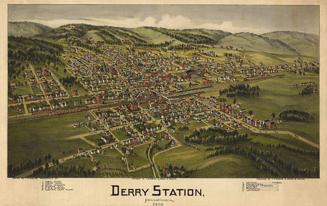 Map of Derry Station, Westmoreland County, Pennsylvania, PA 1900 ...