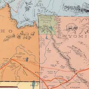 Map of Old Oregon Territory 1848. Vintage Home Deco Style Old Wall ...