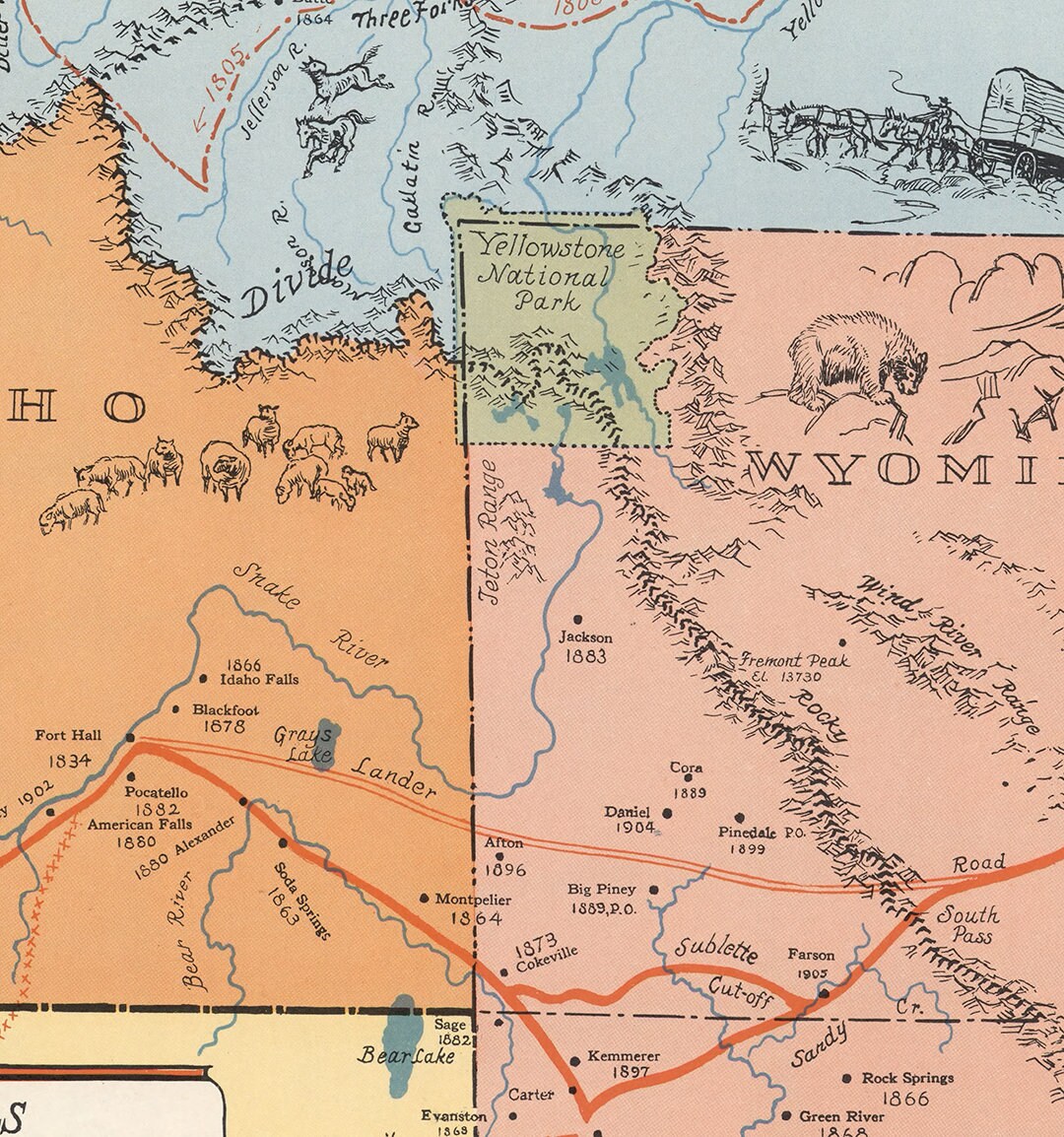 Mapa del Antiguo Territorio de Oregón 1848. Casa vintage Deco - Etsy México