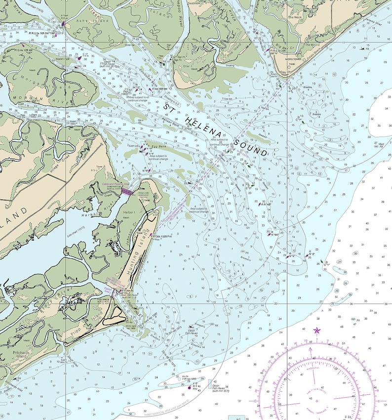 St. Helena Sound to Savannah River Reproduction Nautical Map NOAA 11513 ...