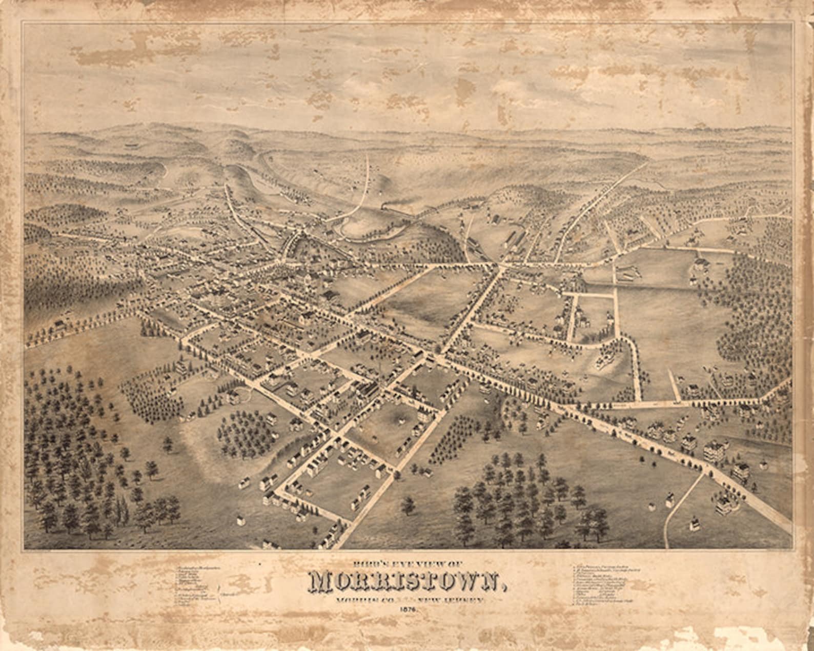 Map of Morristown Morris Co. New Jersey 1876. Vintage - Etsy
